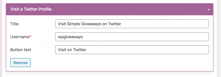 Visit Twitter Profile - Simple Giveaways