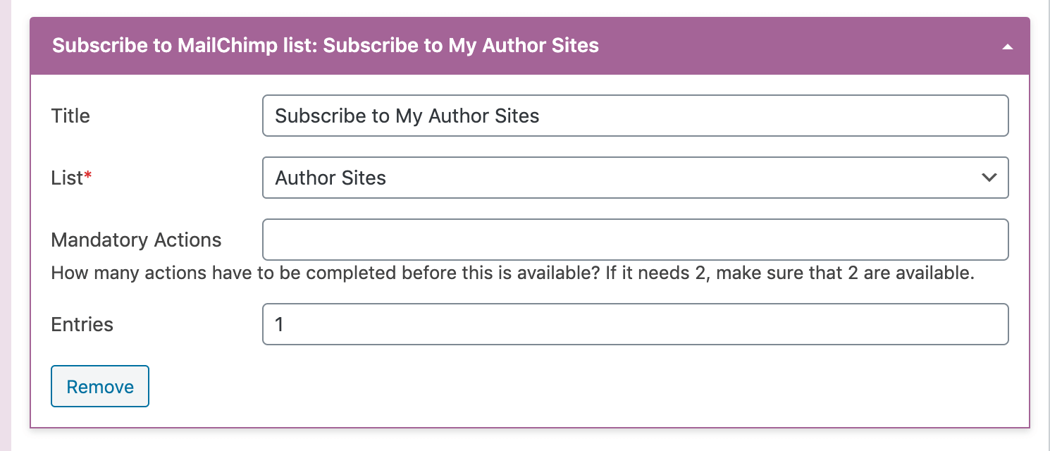 MailChimp - Subscribe - Simple Giveaways